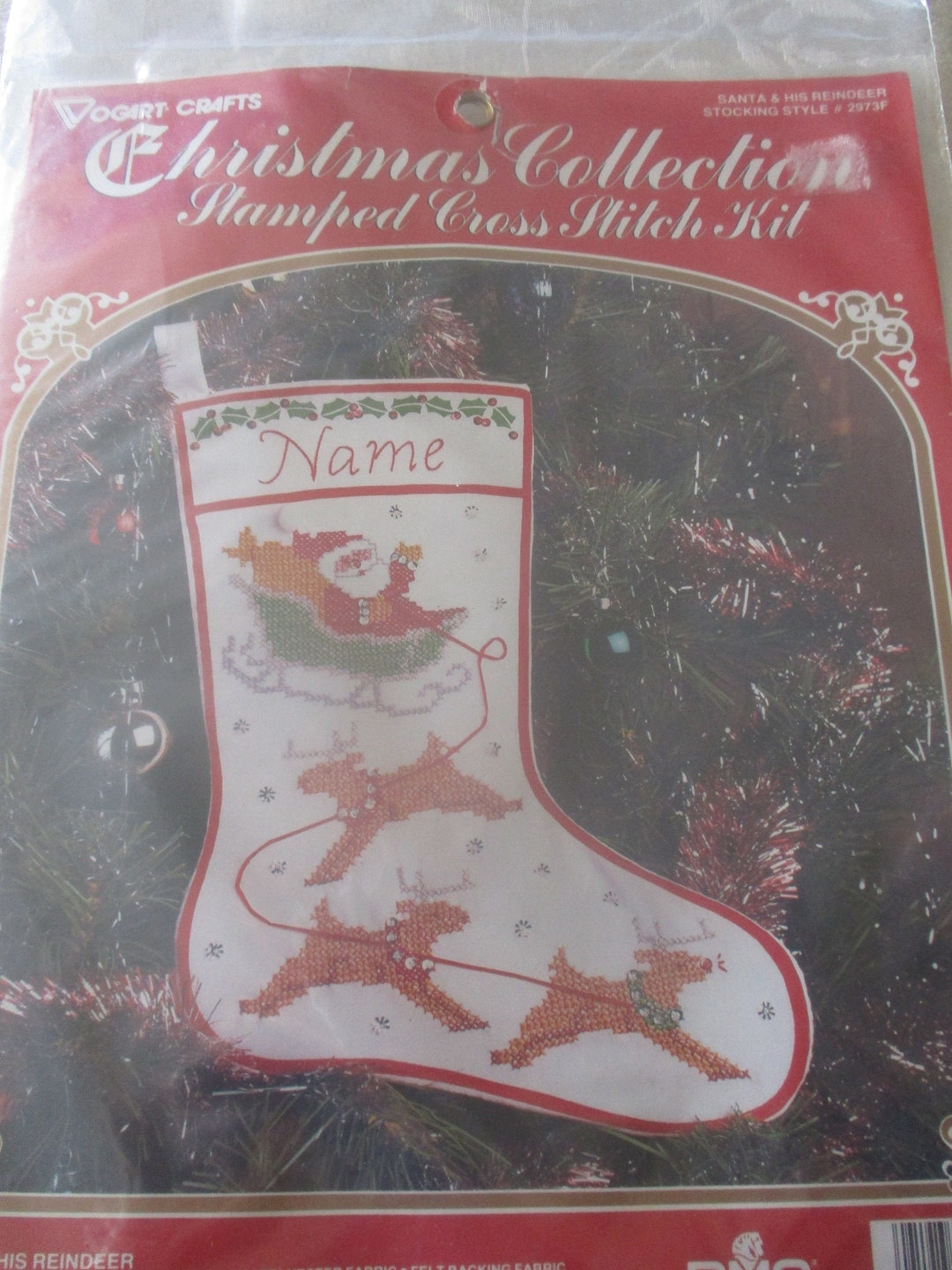 Stamped Cross Stitch Christmas Stocking Kit, Stamped Santa Christmas ...