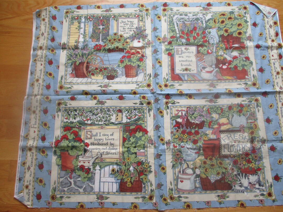 Pillow Panel Fabric, Spring, Summer, Susan Winget Fabric, Flowers ...