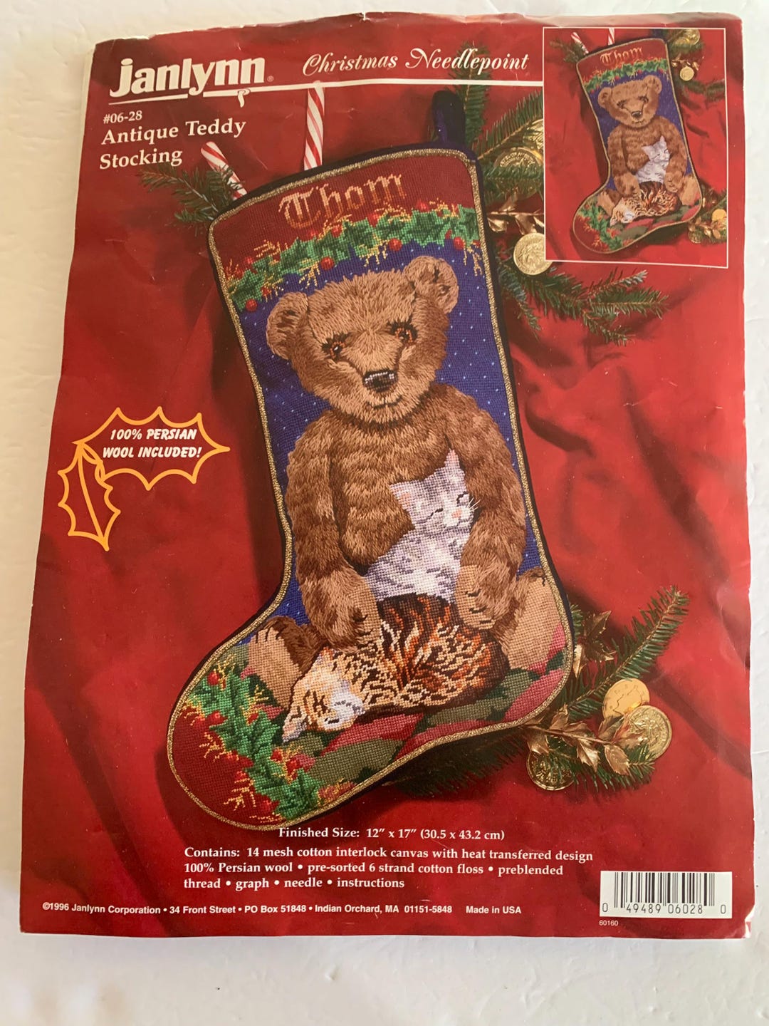 Needlepoint Stocking Kit, Teddy Bear Stocking Kit, Kittens Stocking Kit ...