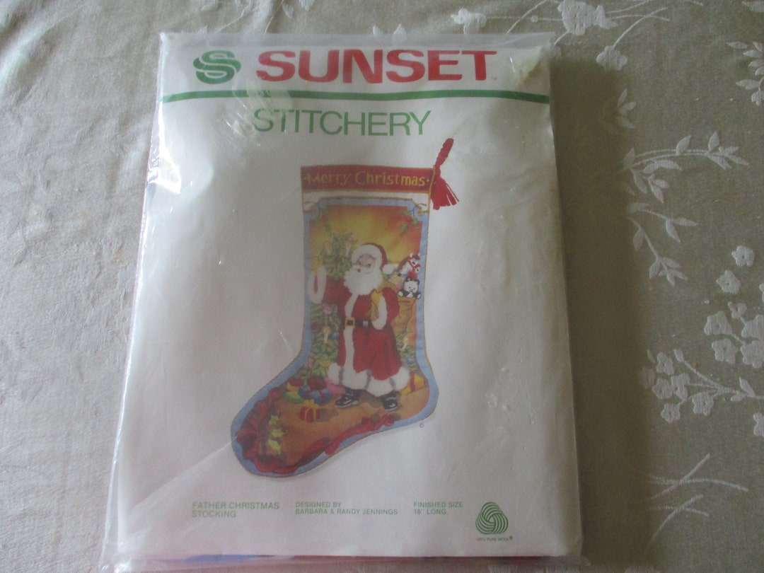 Crewel Stocking Kit,crewel Embroidery Stocking Kit,santa Crewel ...