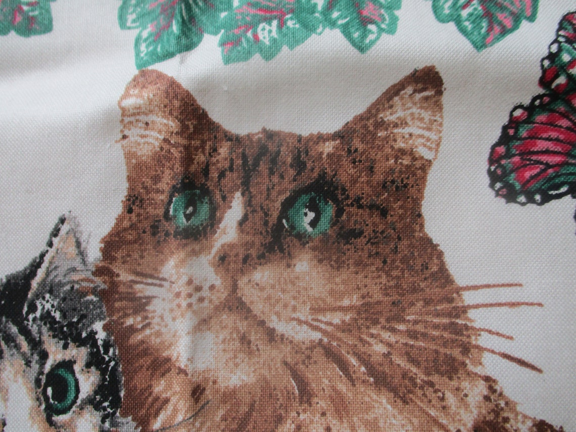 Cat Pillow Panel, 2 Cats Pillow Panel Fabric, 2 Kittens Pillow Panel ...