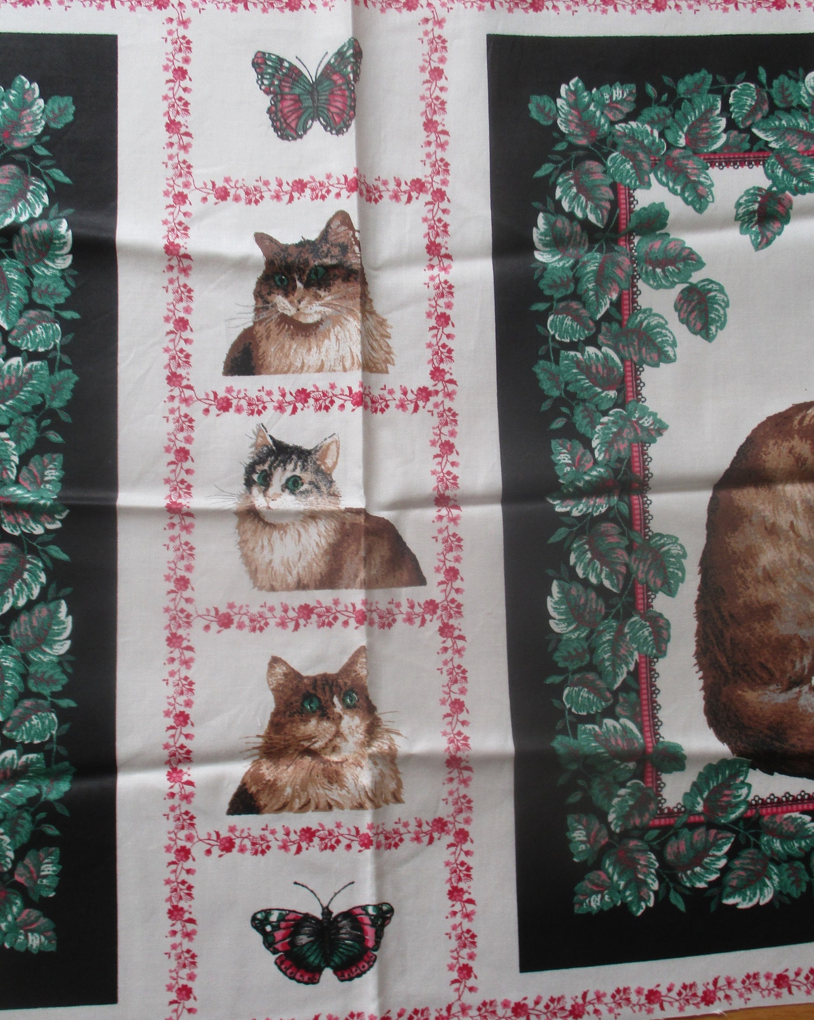 Cat Pillow Panel, 2 Cats Pillow Panel Fabric, 2 Kittens Pillow Panel ...