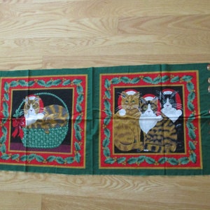 Christmas Fabric Panel, Christmas Cat Pillow Panels, Christmas Cat ...