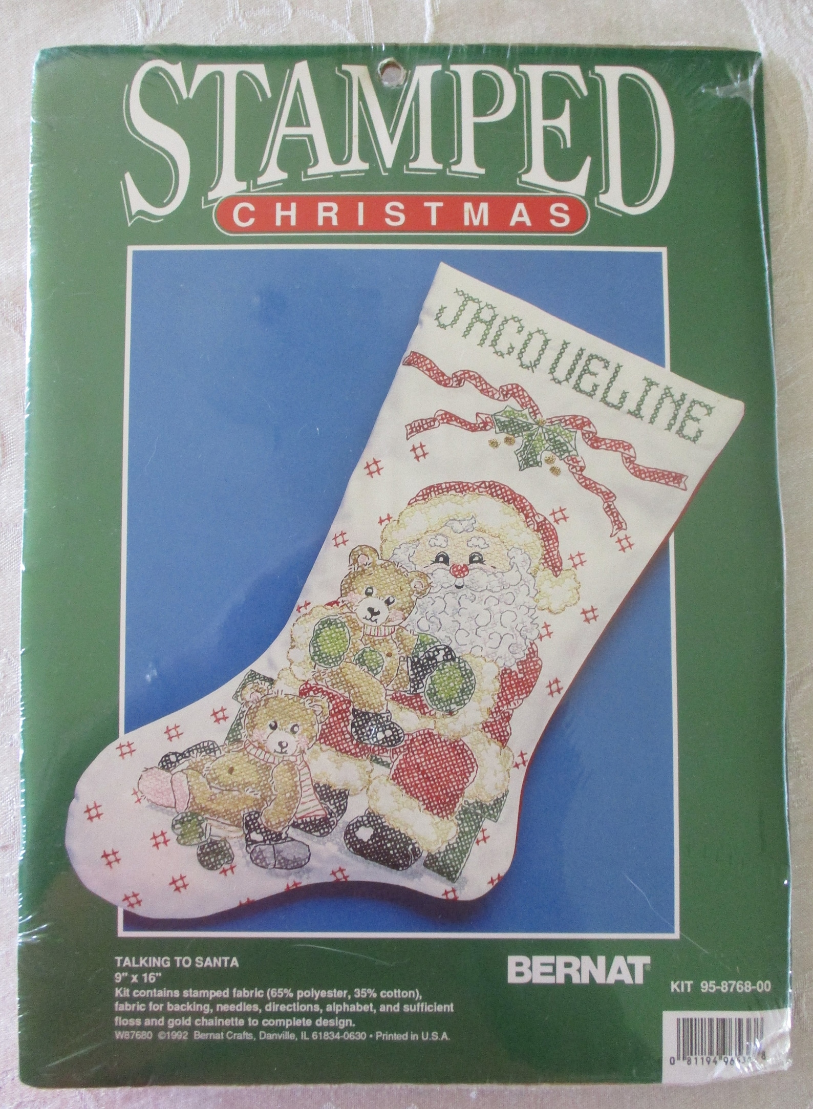Stamped Cross Stitch Stocking Kit Stamped Christmas Stocking | Etsy