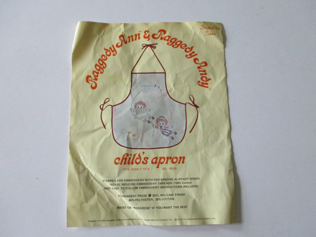Raggedy Ann and Andy Apron Kit, CHILD'S Apron Kit, Vintage Raggedy Ann ...