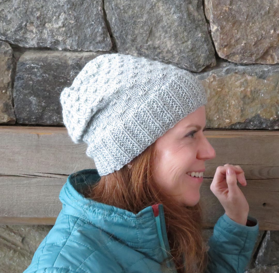 Seashell Tide Slouch Hat Knitting Pattern, Winter Knit Beanie Worked in ...