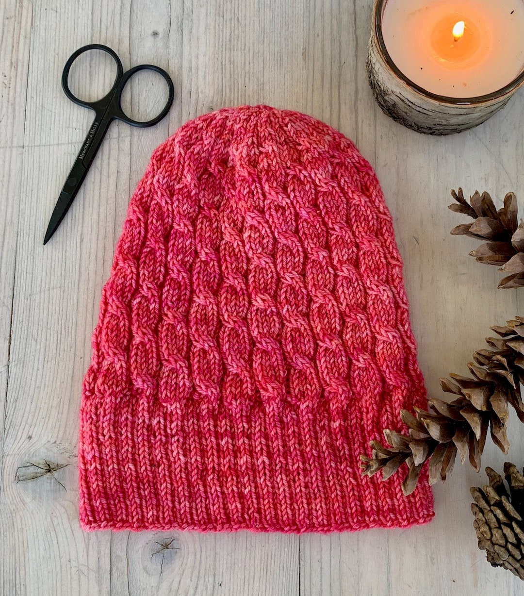 Inside Hat Cabled Hat Knitting Pattern, Sock Yarn Hat Knitting ...