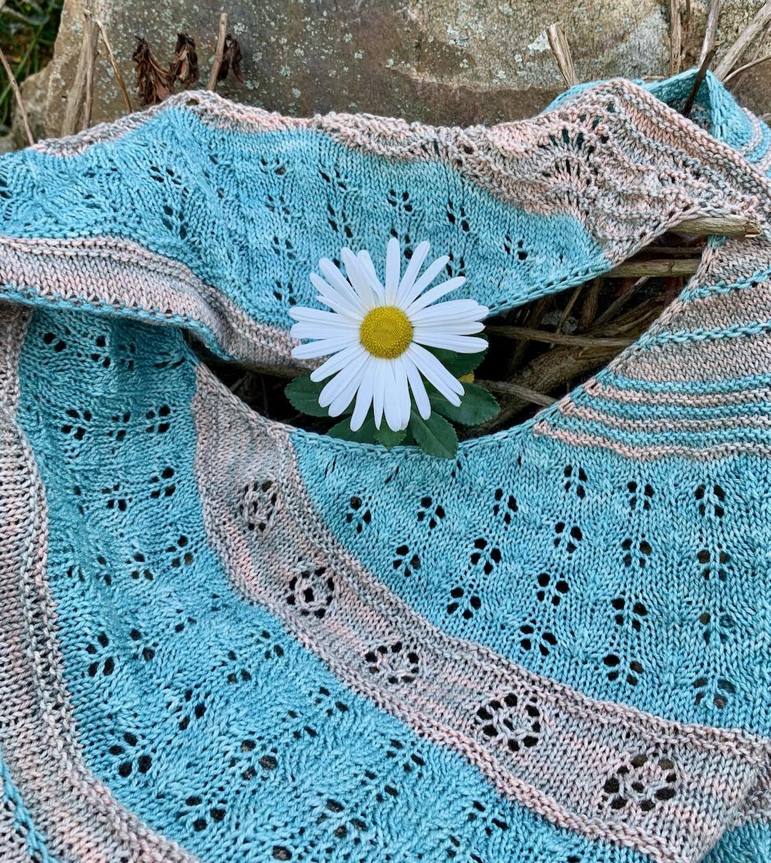 Quiet Blooms Lace Shawl Knitting Pattern for Two Colors of Fingering or ...