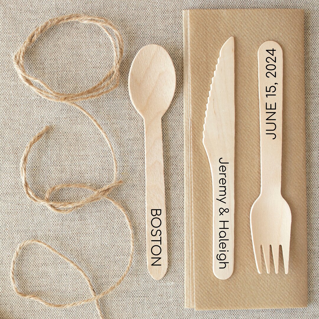Personalized Wooden Utensils Available in Three Sizes Custom Text or ...