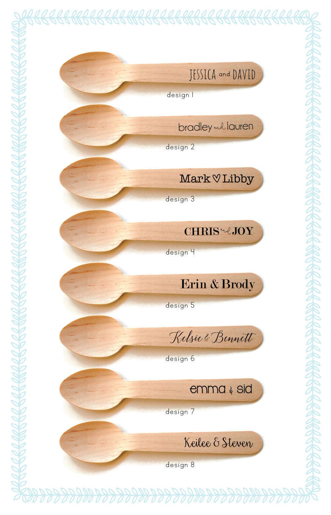 Personalized Wooden Utensils - Three Sizes for Wedding, Birthday ...