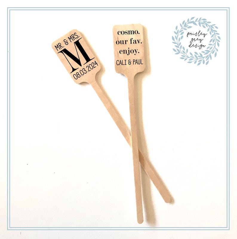 Custom Two-sided Wooden Drink Stirrers – Wedding & Housewarming Gift - Etsy