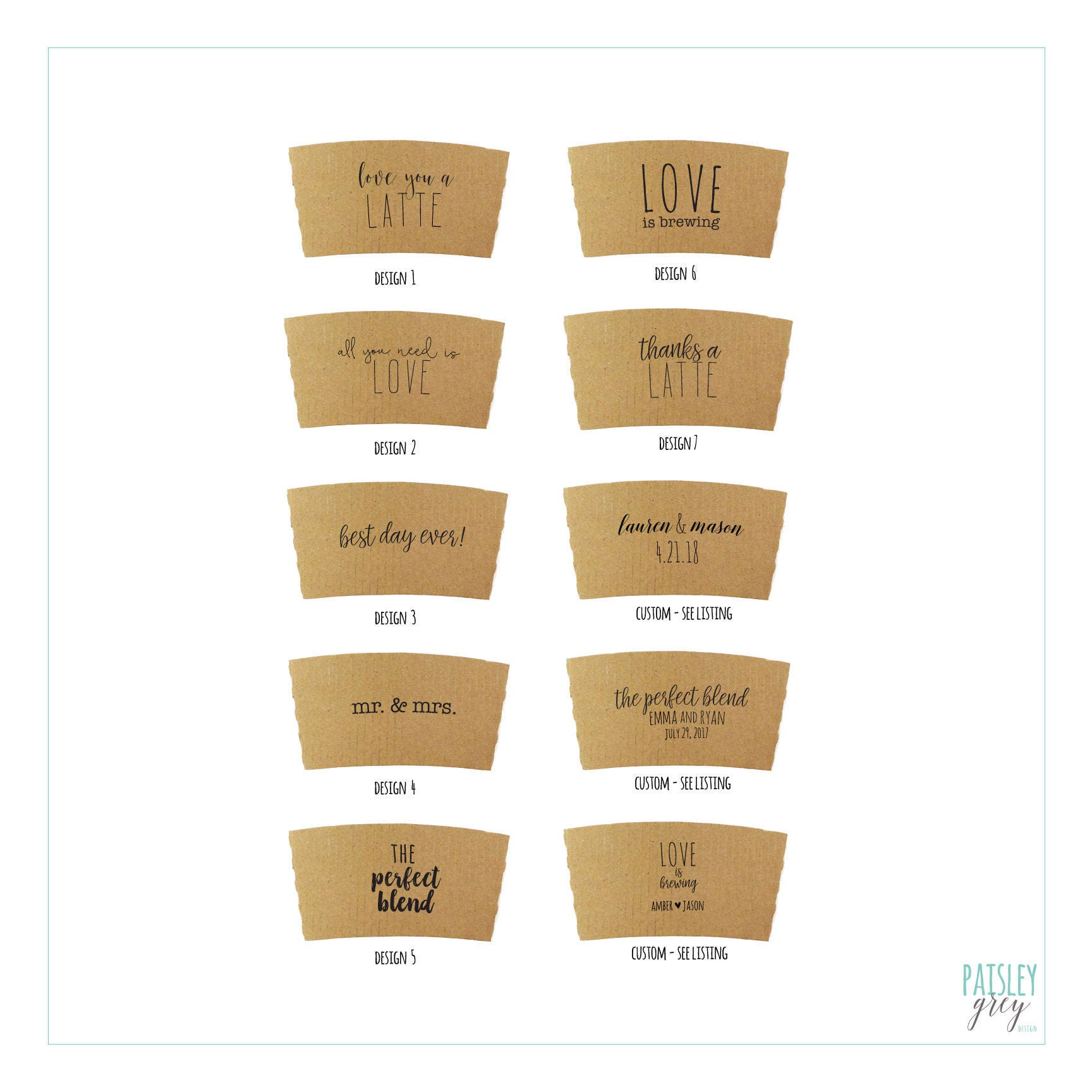 Natural Brown Kraft Coffee Sleeves OR Full Set of Sleeves - Etsy