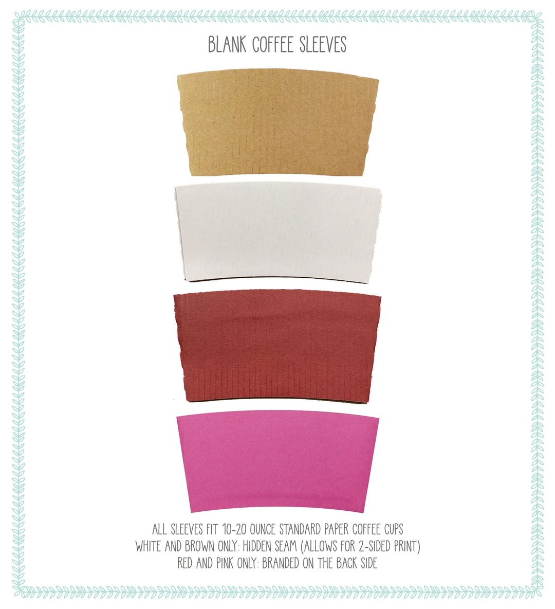 BLANK 10-20 Ounce Paper Coffee Sleeves - Jackets - Insulating - Hot or ...