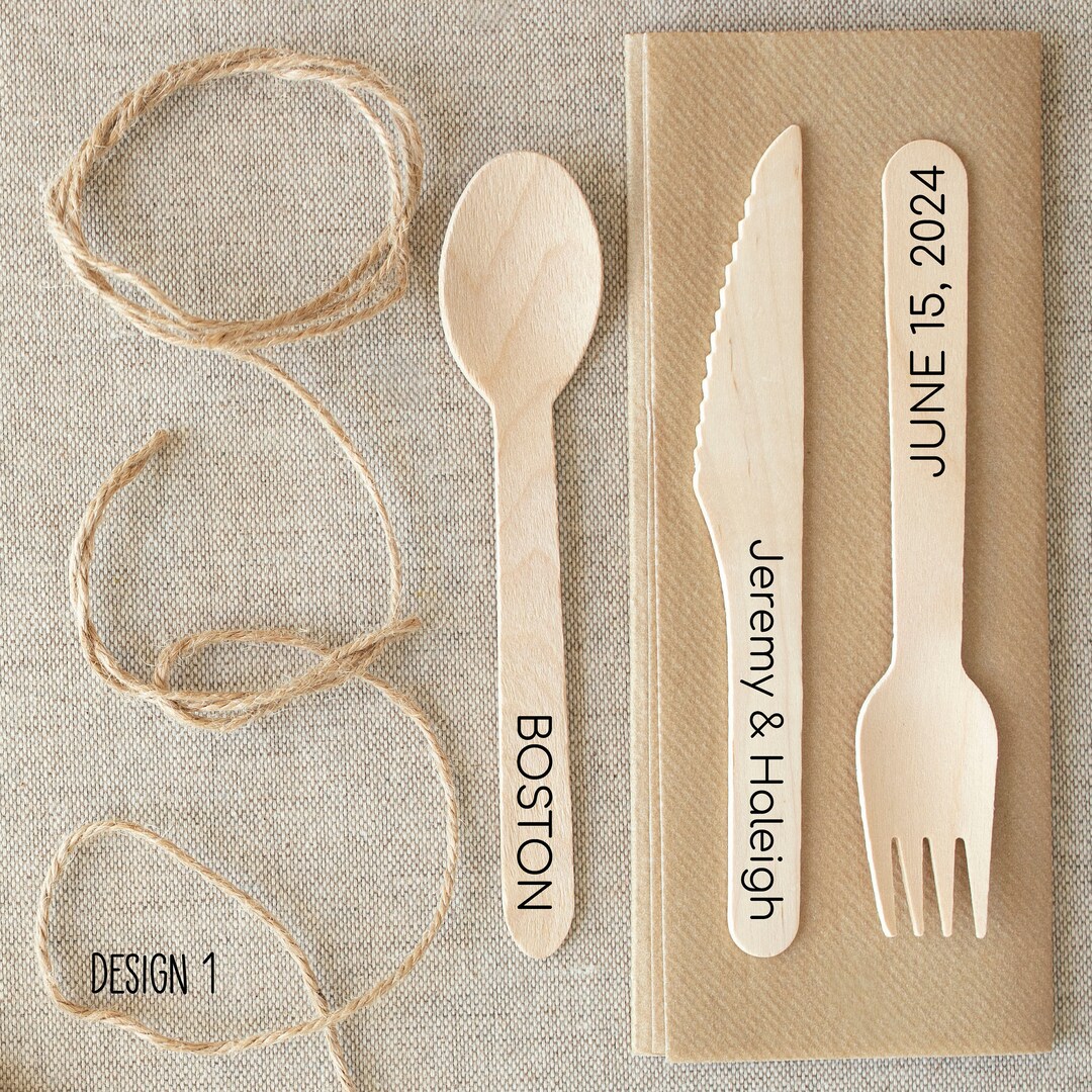 Personalized Wooden Utensils Available in Three Sizes - Custom Text or ...