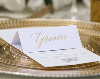 Wedding Name Cards Place Cards Gold Foil Personalised | Etsy