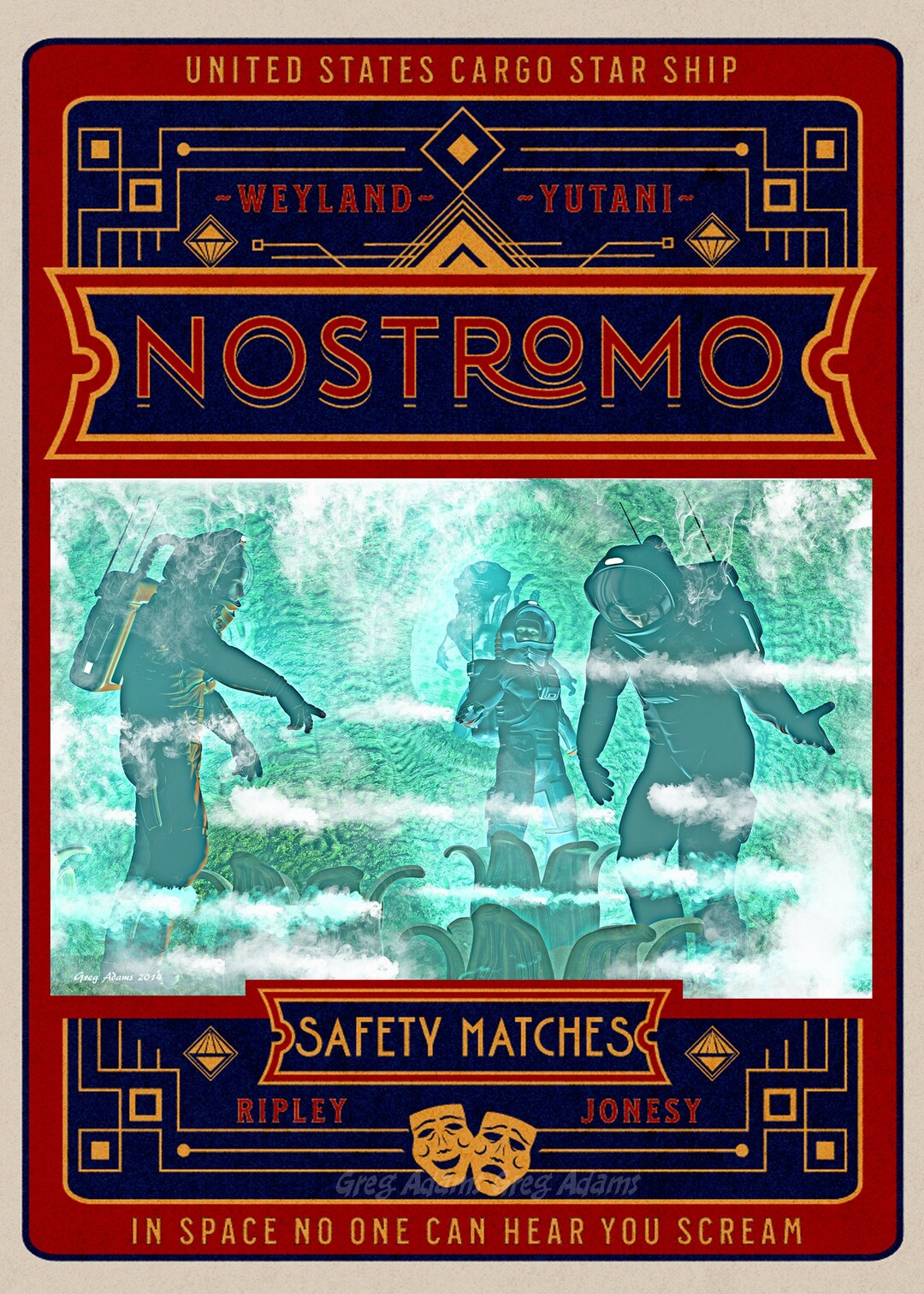 Matchbox Art- 5" X 7" Alien NOSTROMO Hand Signed Print, Trading Card ...