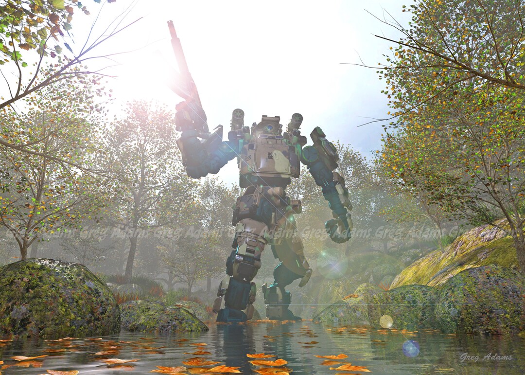 Battle MECH DELTA 5 x 7 print Foggy Forest Print, Trading Card ...