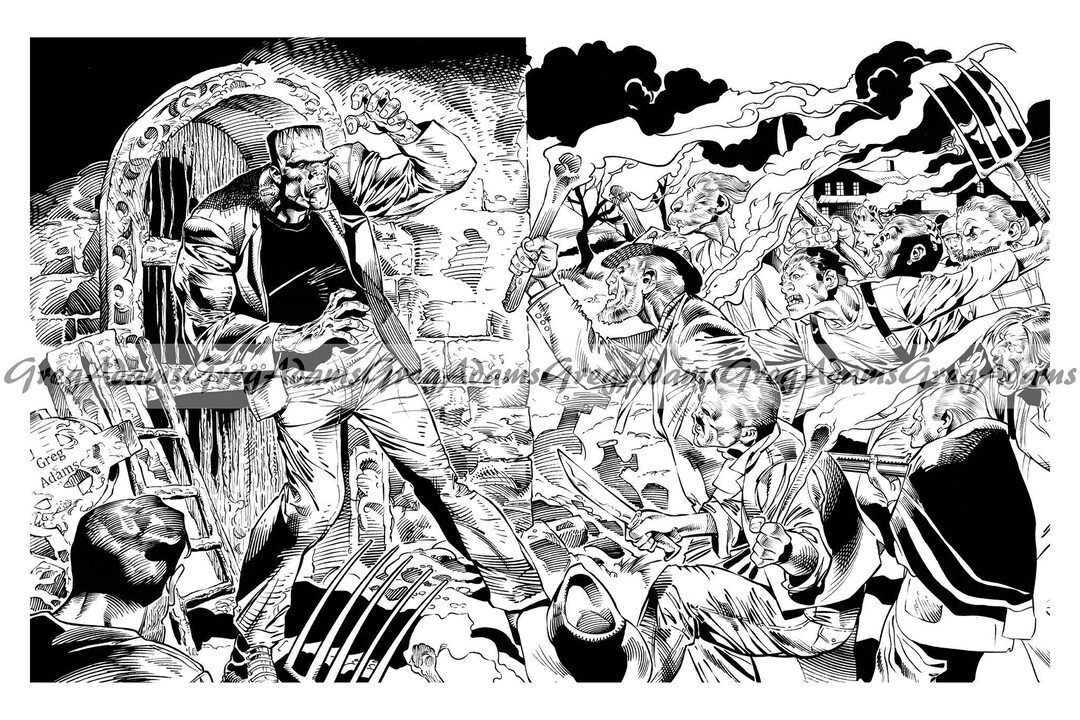 Frankenstein's Monster Art Print: Signed Greg Adams Comic Illustration ...