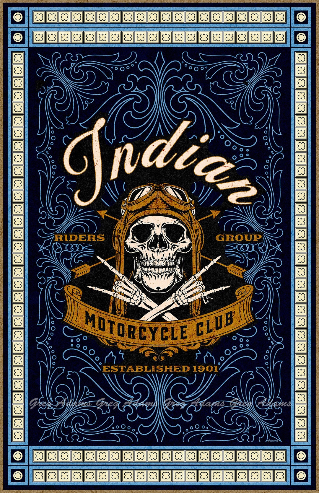 Matchbox Art 11 X 17 Indian Motorcycle Club Riders Group Hand Signed ...