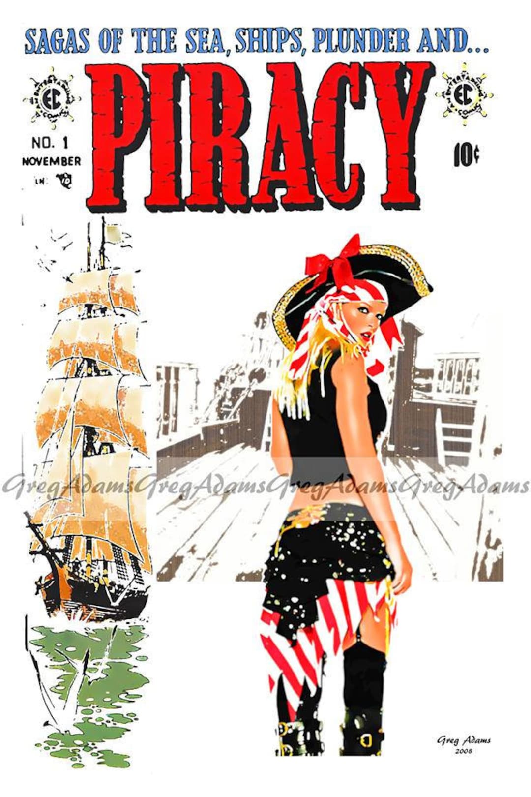 Piracy 11x17 Female Pirate Saga of the Sea Ships & Plunder. Original ...