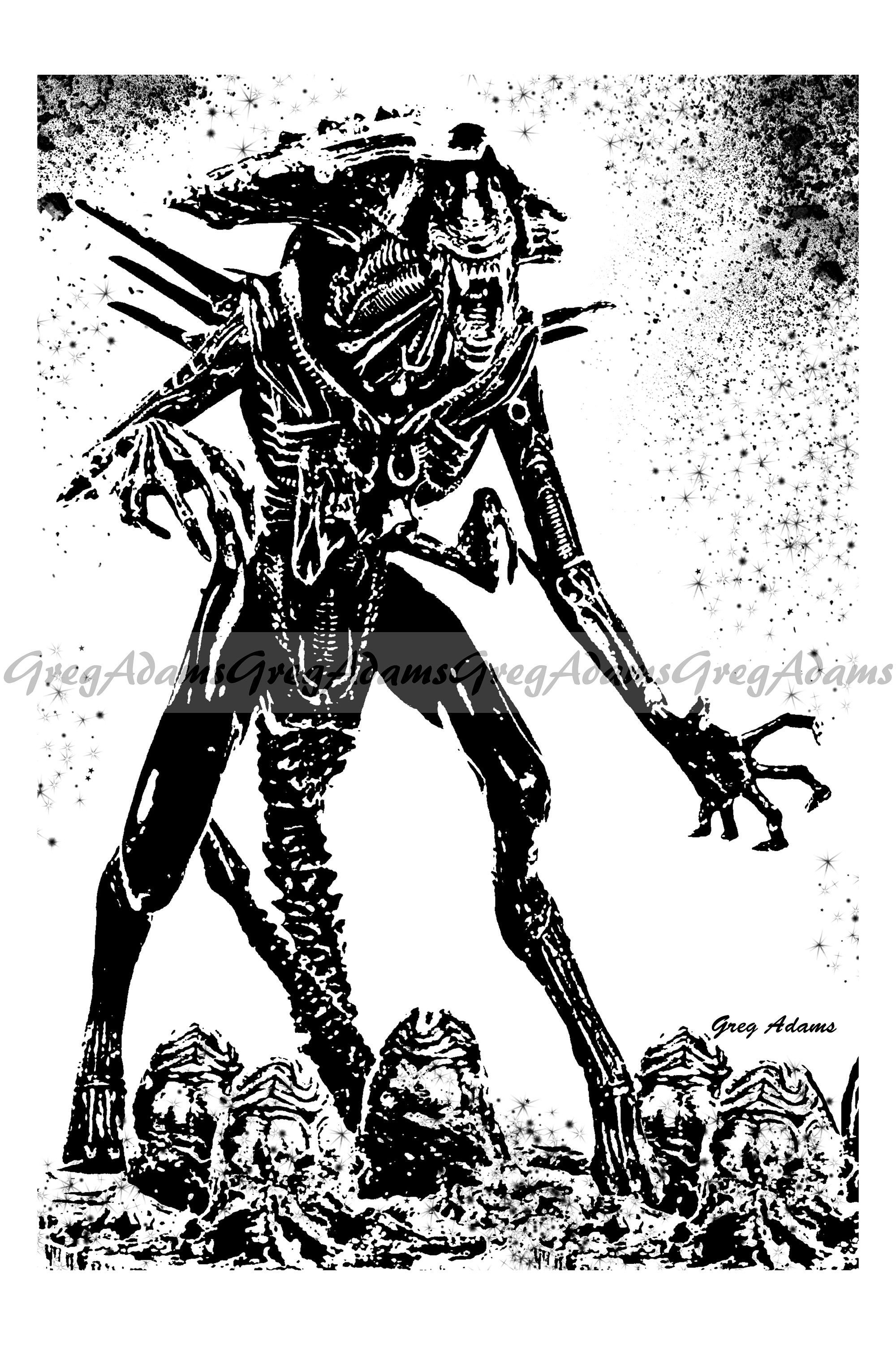 Alien Queen Eggs 12 X 18 Print Penciled/inked by - Etsy