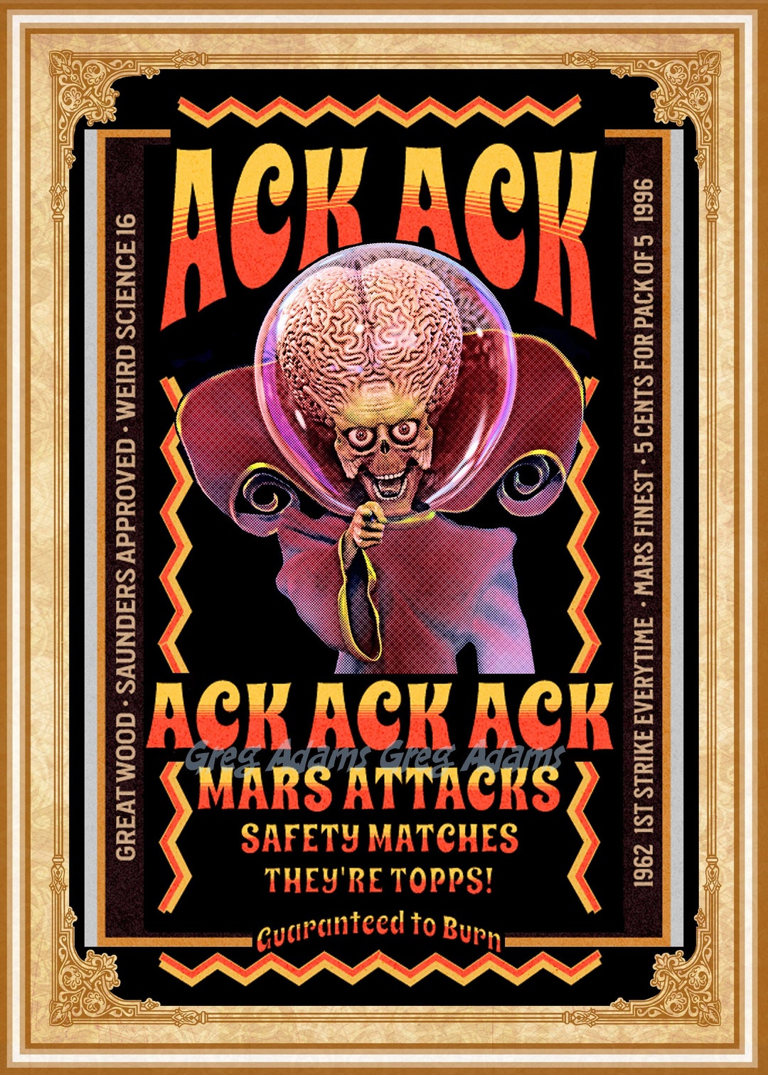 Matchbox Art- 5" X 7" MARS Attacks ACK ACK - Hand Signed Print, Trading Card - Etsy