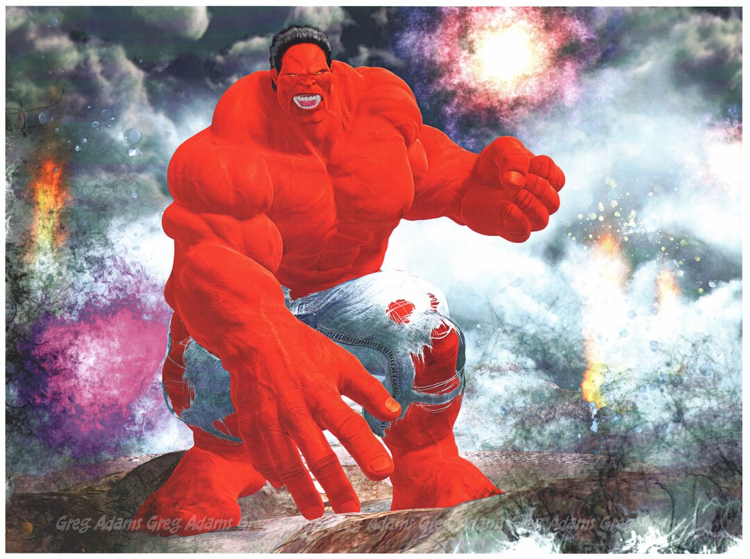 HULK Red Hulk 11 X 17 Hand Signed Print, Penciled & Finished on ...