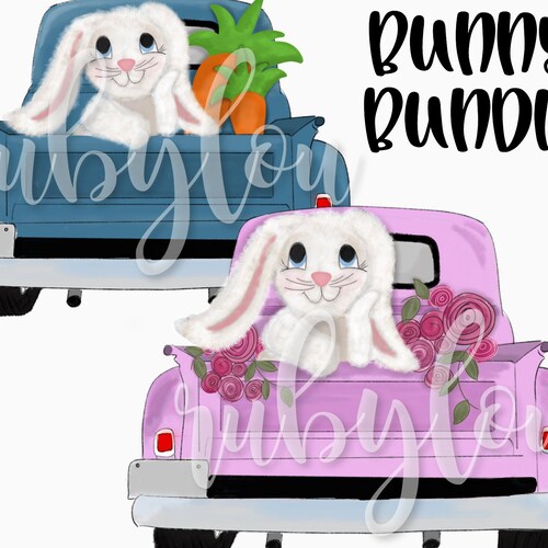 PNG Bunny Truck BUNDLE Digital Download Easter Sublimation | Etsy