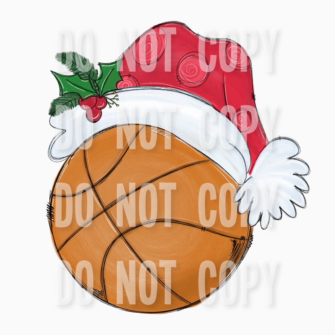 Basketball SANTA Hat Hand Painted PNG | Sublimation Design | Digital ...