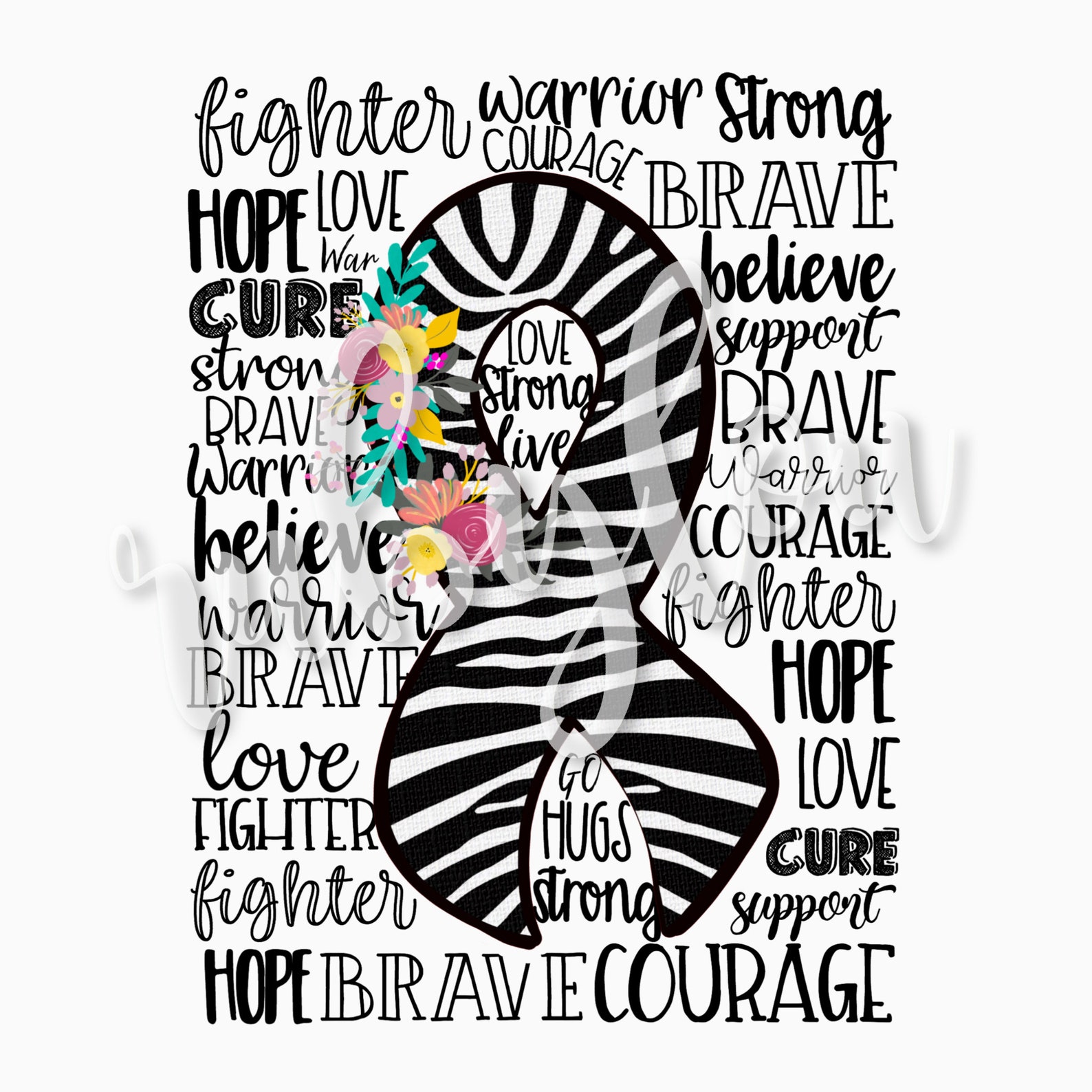 Cancer Awareness ZEBRA RIBBON Digital Download | Etsy