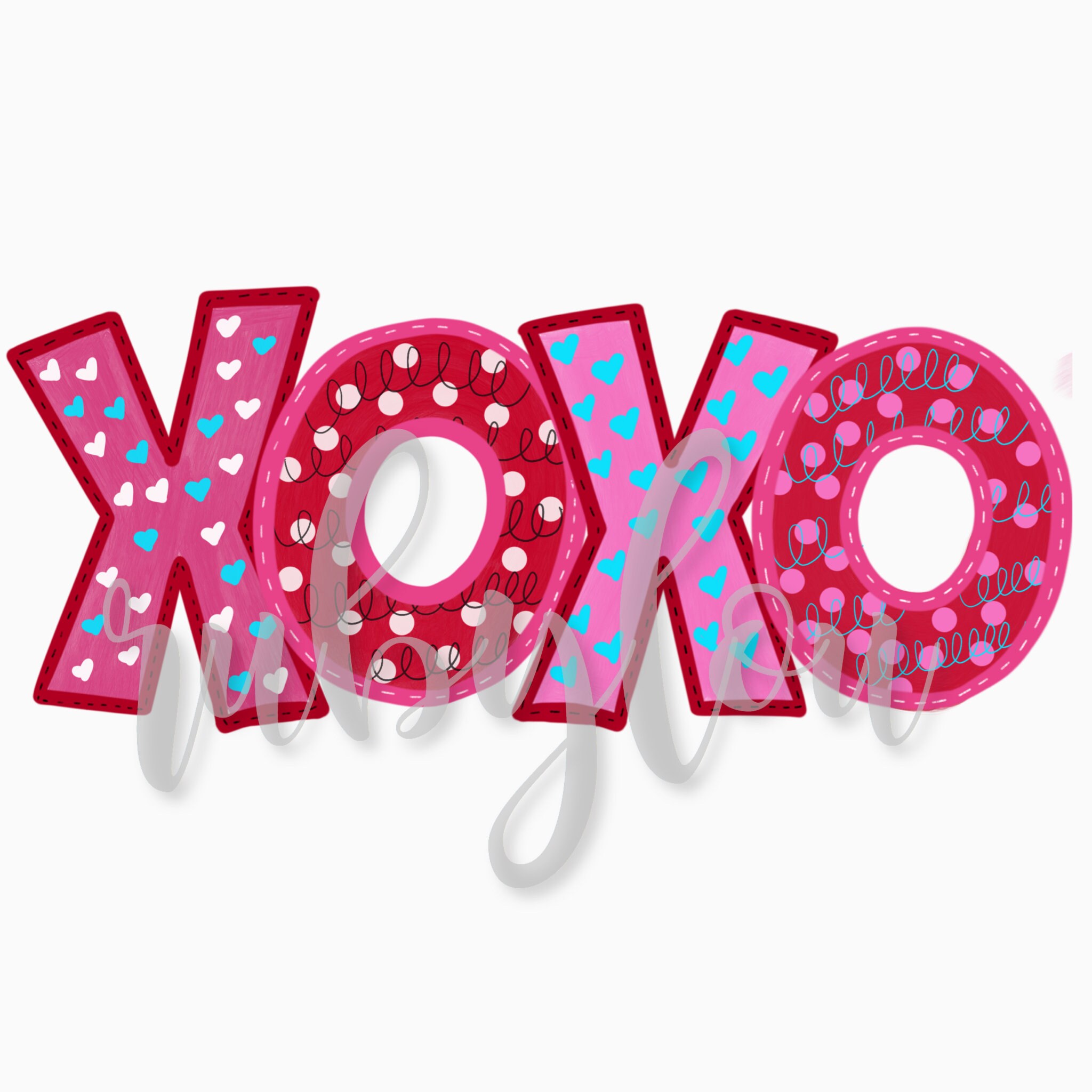 VALENTINES XOXO appliqué letters PNG download digital | Etsy