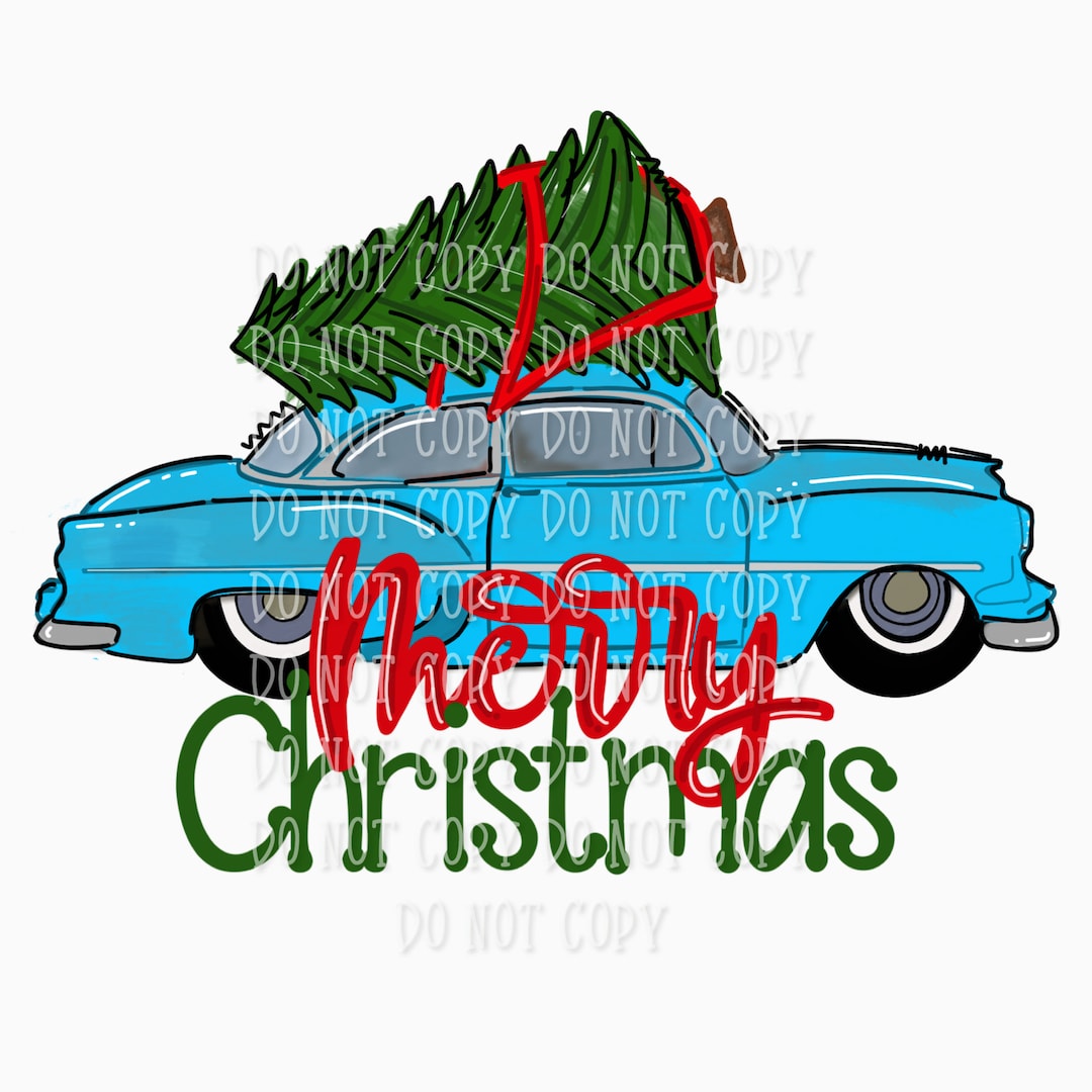 Hand Drawn Antique Car Christmas Tree | Digital Download || Vintage ...