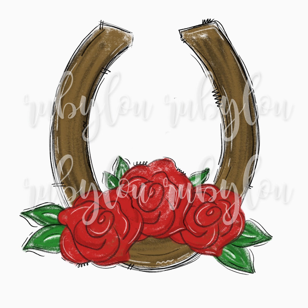 Derby Horseshoe Roses | Hand Drawn | Kentucky Derby || Watercolor ...