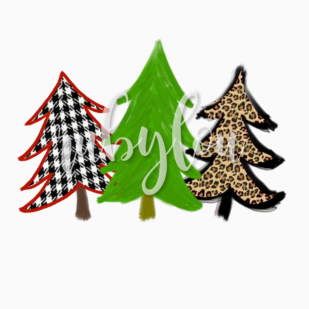 Cheetah Houndstooth Christmas Trees! | Digital Download || Hand Drawni ...