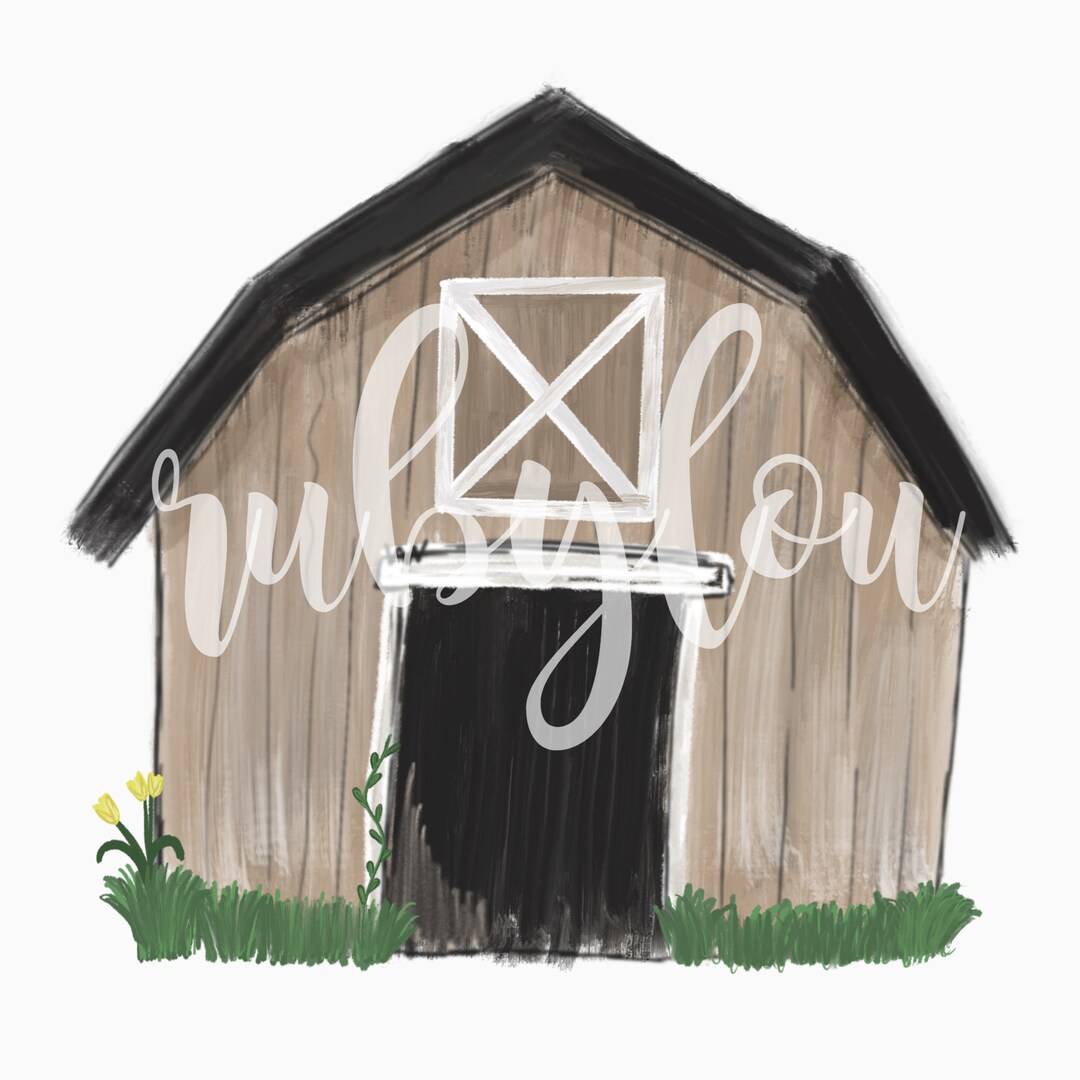 SCHEUNE Hand gezeichnet Bauernhof digitaler Download Sublimation ...