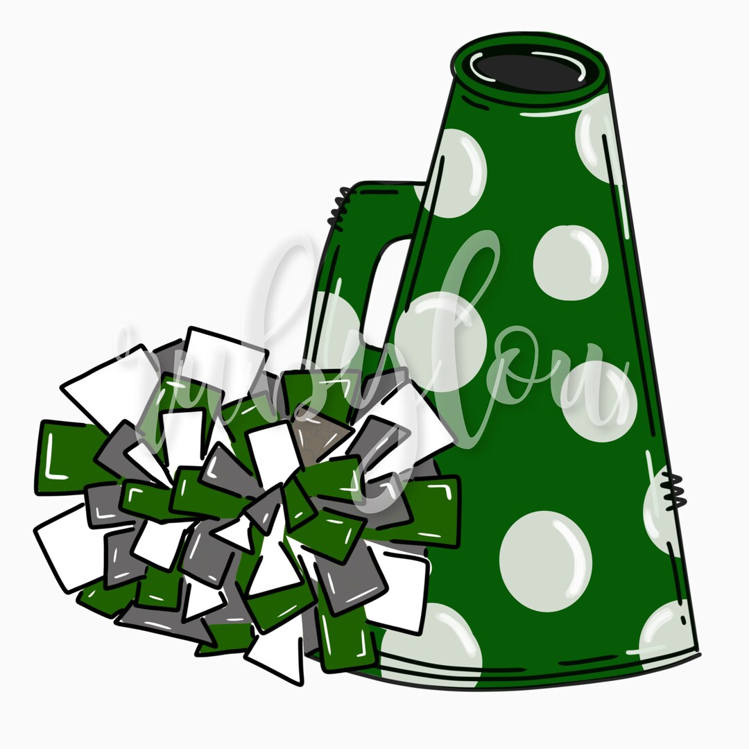 Cheer Poms Megaphone Green Gray | Digital Download Cheerleader ...