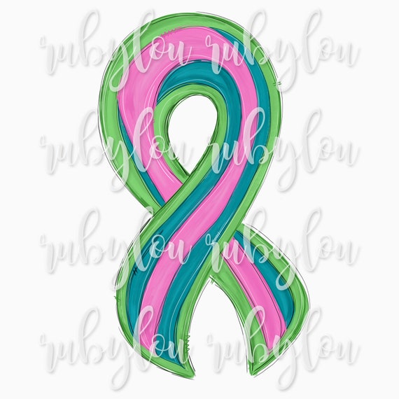 Metastatic Breast Cancer Ribbon Pink Blue Green RIBBON | Etsy