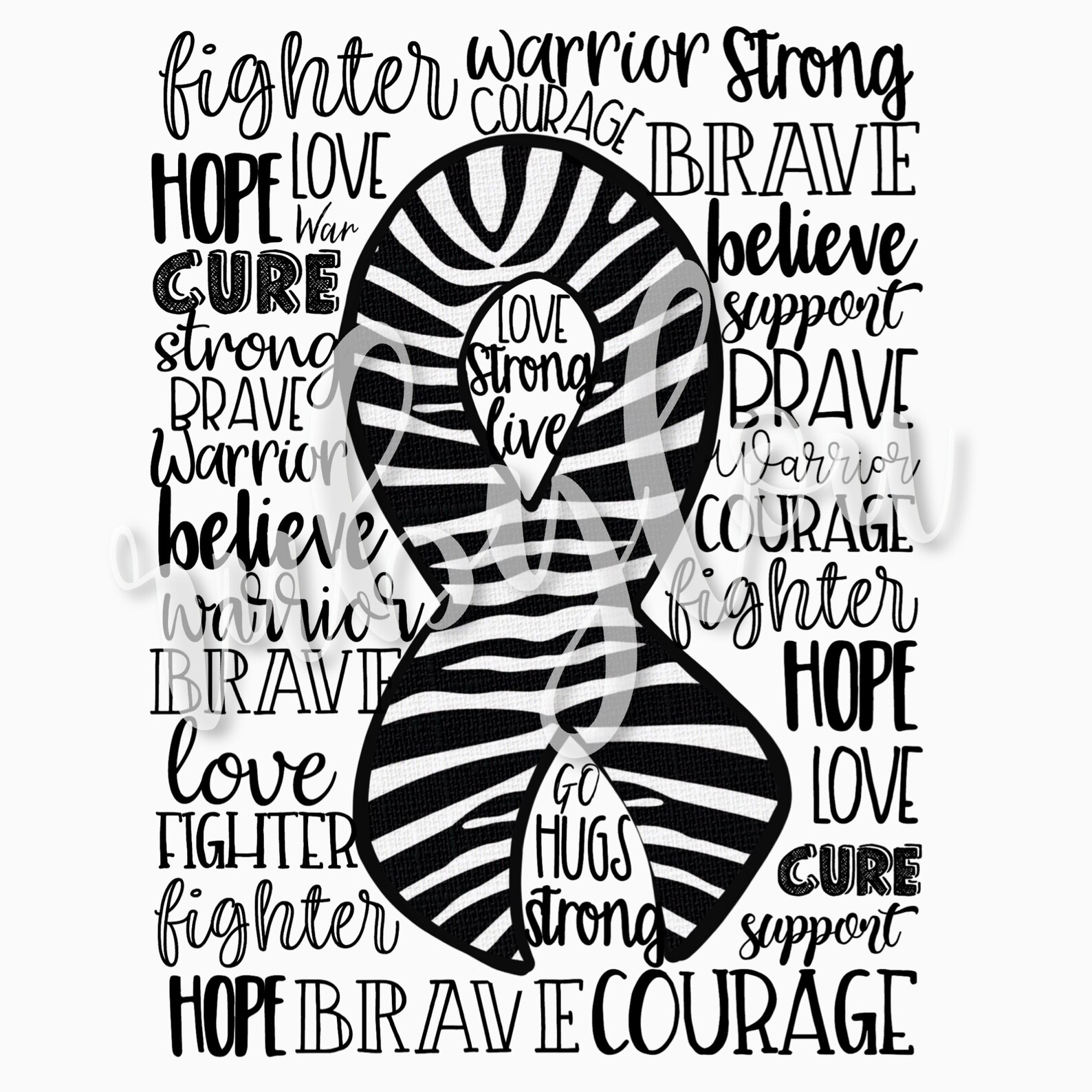 Cancer Awareness ZEBRA RIBBON Digital Download - Etsy