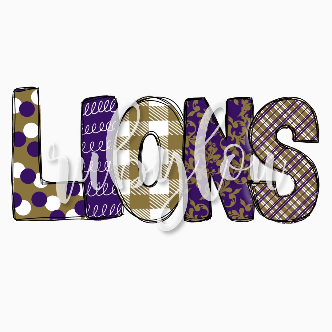 LIONS Doodle Letters PNG | Purple and Gold | Digital Download ...