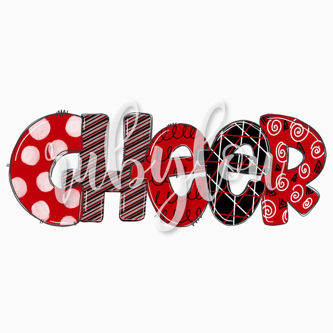 CHEER PNG Doodle Letters Red Black Cheerleading | Digital Download ...