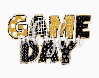 GAME DAY Red Black Patchwork Doodle Lettering digital | Etsy