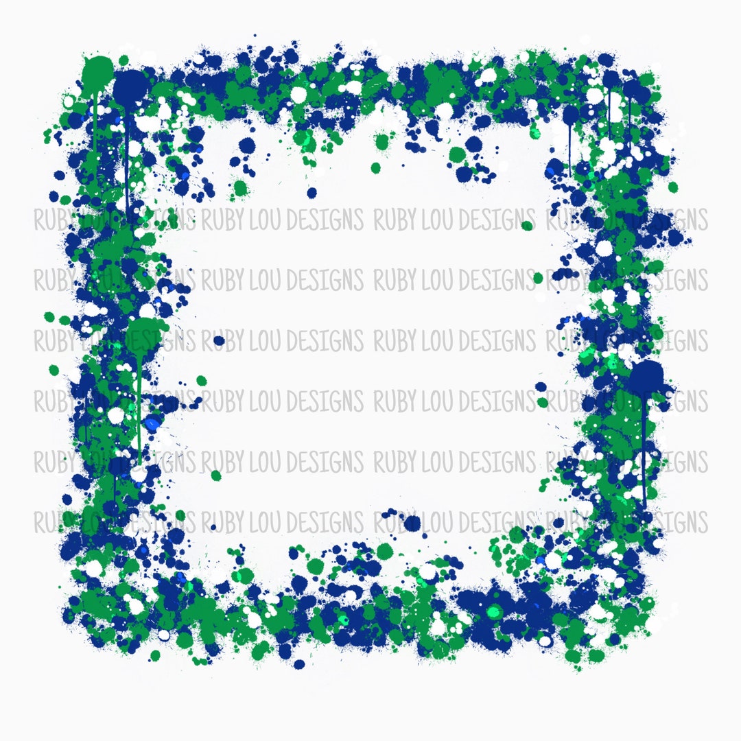 Paint Splatter Frame Blue Green | Paint Splatters | Bleached Shirts ...