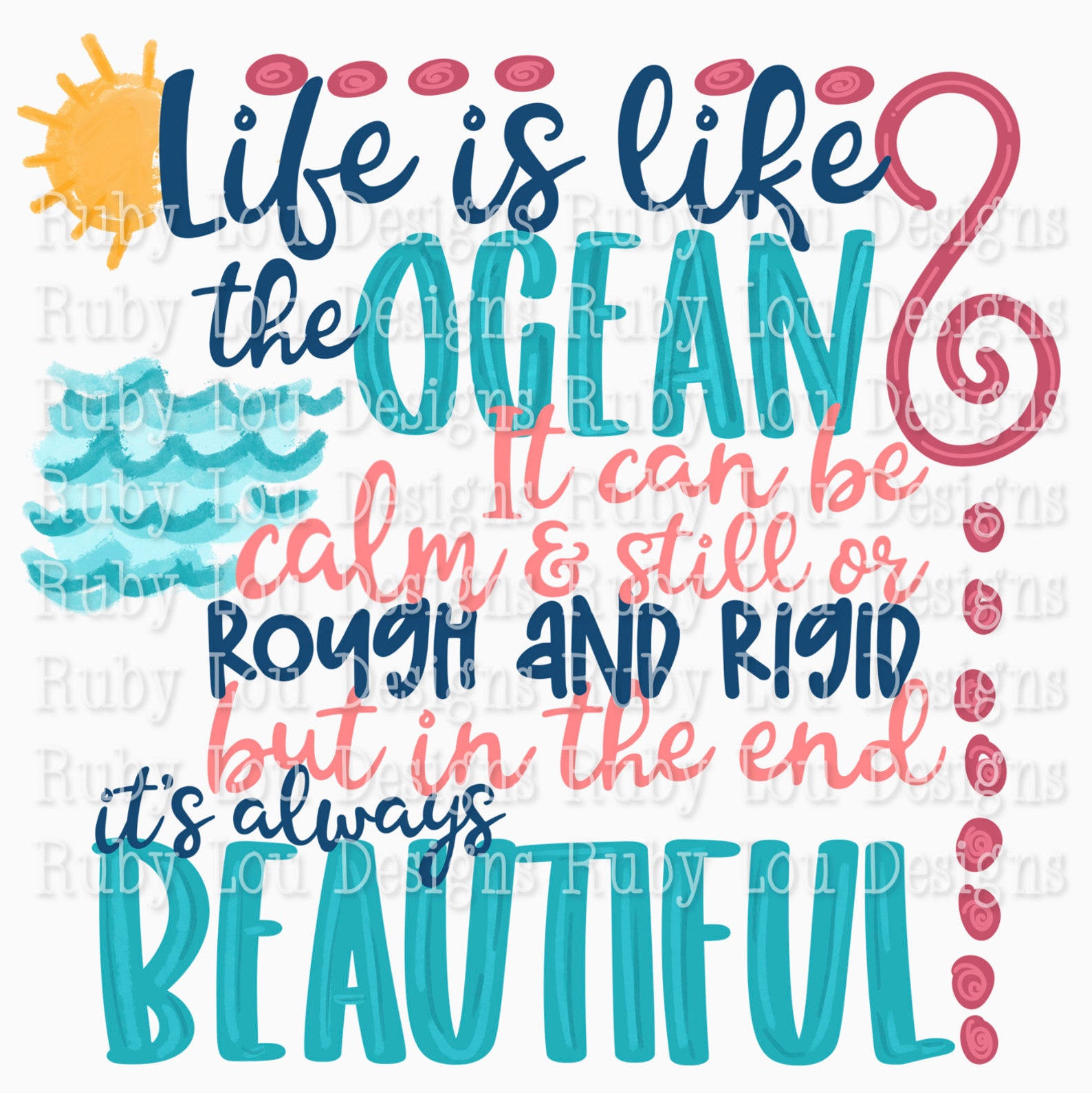 Life is Like the Ocean Hand Drawn Digital Download | Etsy