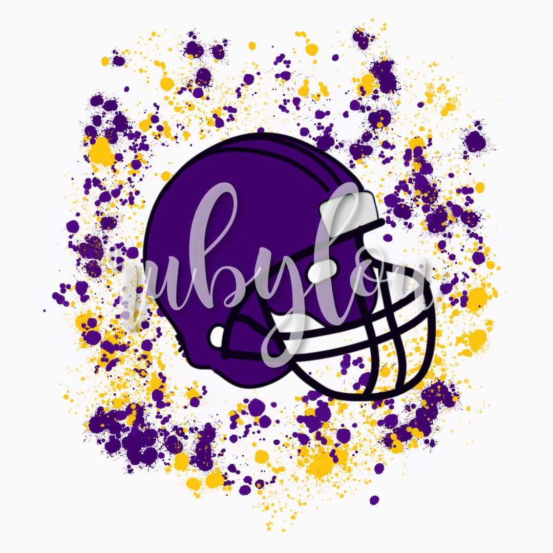 Paint Splatter Football Helmet Purple and Gold | Splatters | Bleached ...