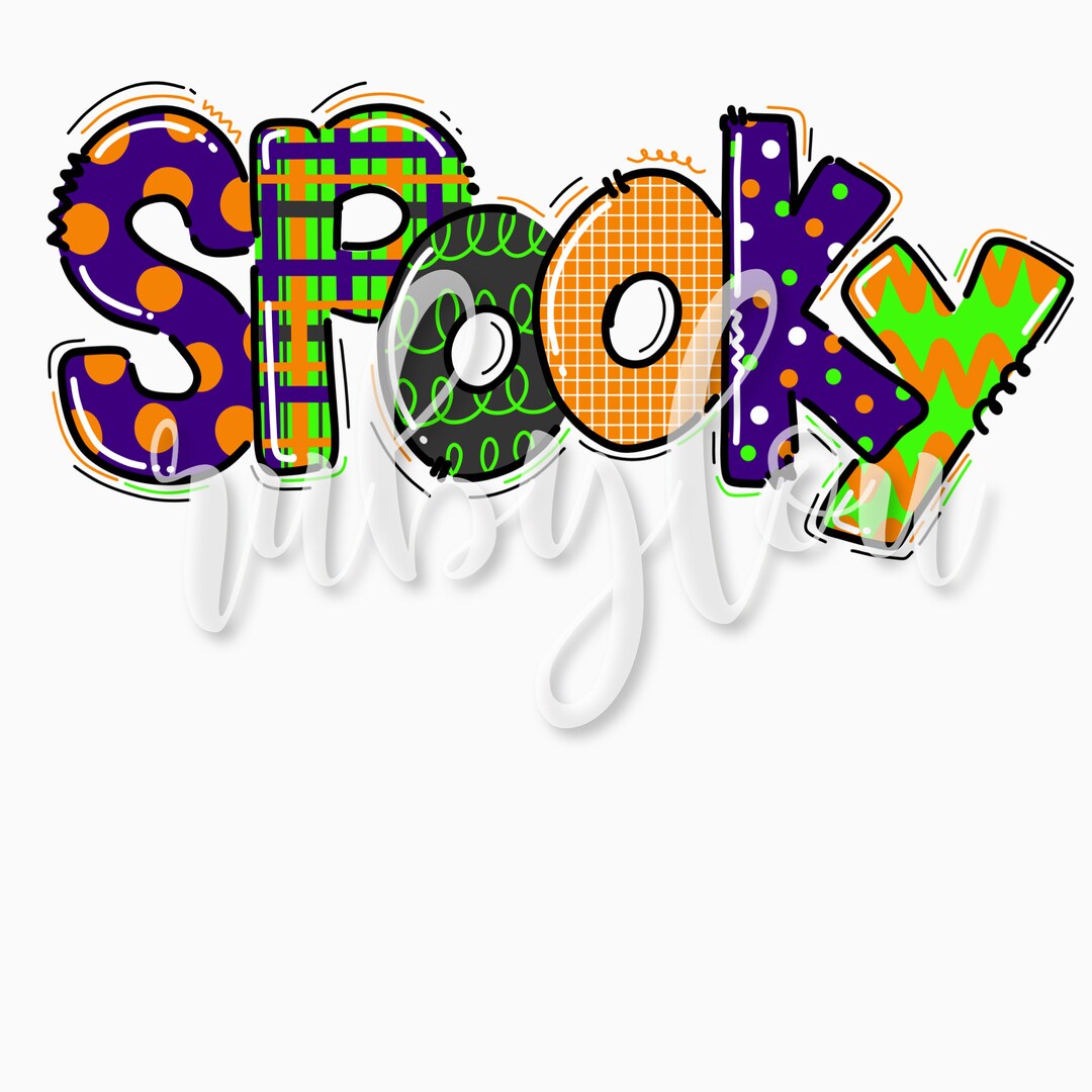 Spooky PNG Halloween Doodle Letters | Digital Download | Sublimation ...