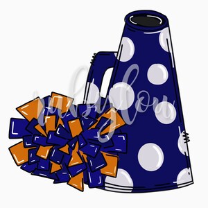 Cheer Poms Megaphone Blue Orange Auburn Digital Download | Etsy