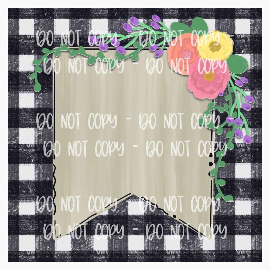 Buffalo Check Spring Bunting Banner Blank | Hand Drawn Digital Download ...