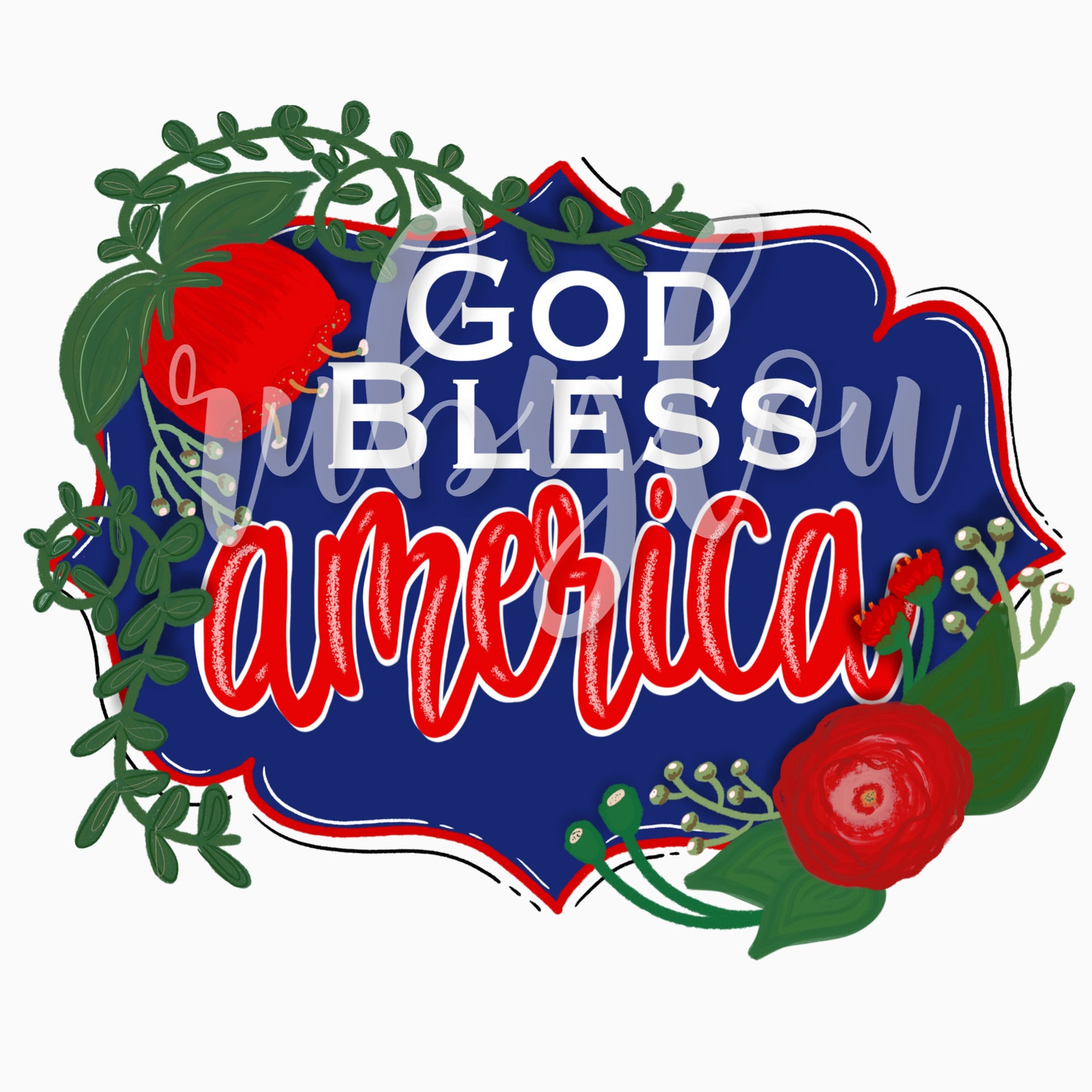 PNG Red White Blue God Bless America Digital Download | Etsy
