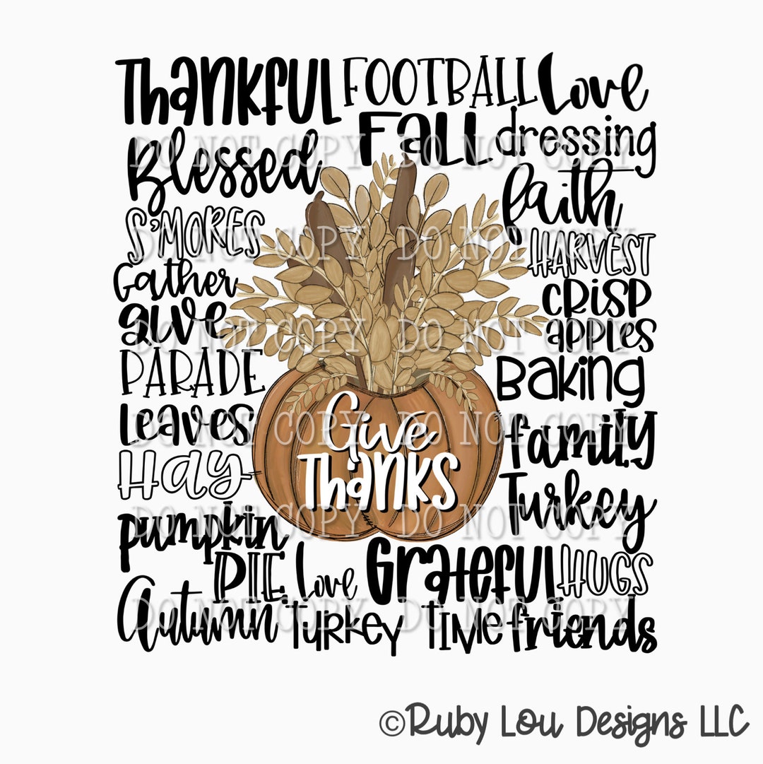 Give Thanks Typography Thanksgiving | Hand Drawn Digital Download ...