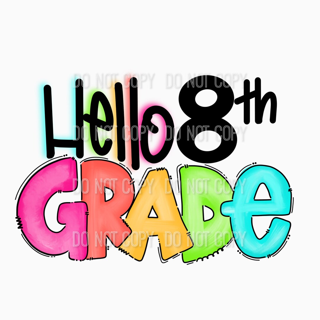 Hello 8th GRADE Doodle Letters Colorful || Hand Drawn Download ...